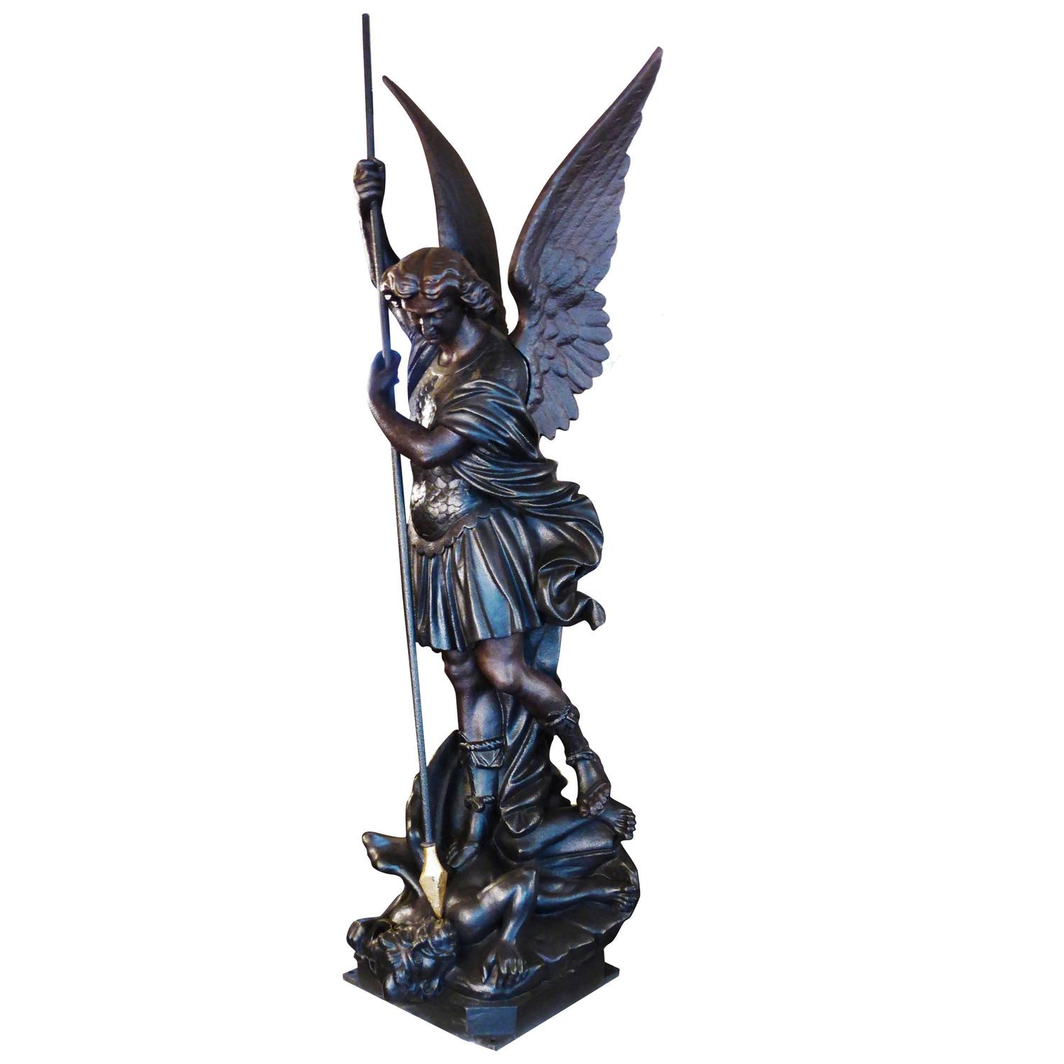 Exceptional Cast Iron Statue of Archangel St. Michael at 1stdibs