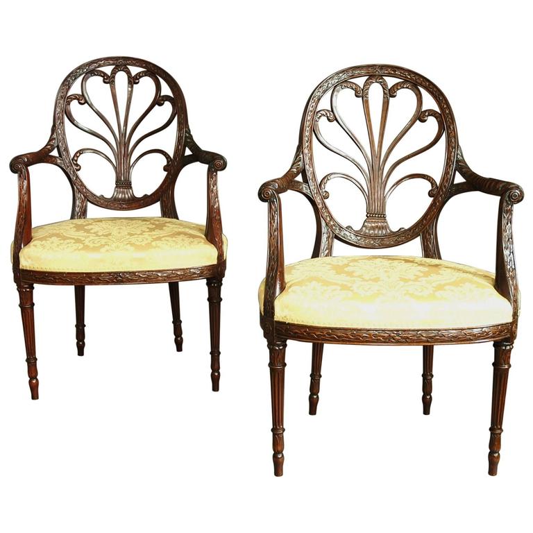 Superb pair of Adam style open armchairs at 1stDibs