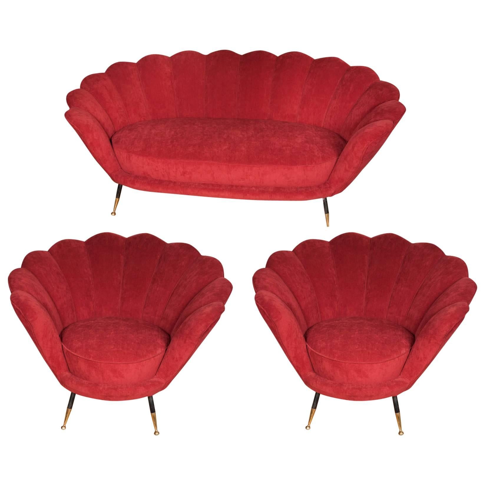 Italian 1950s 'Shell' Sofa Set at 1stDibs | shell sofa, shell couch