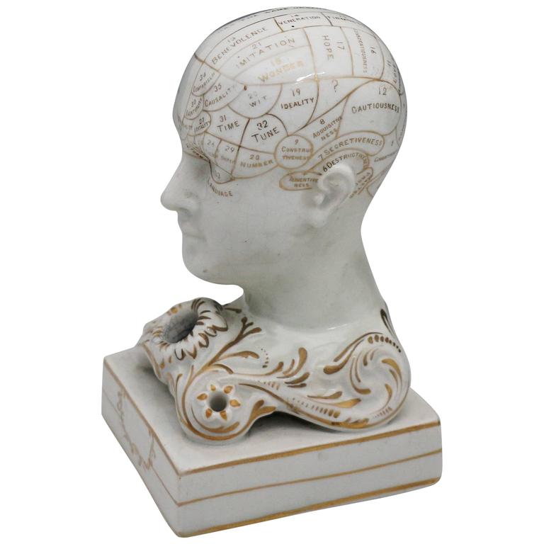 Antique English Pottery Phrenology Head Quill or Pen Holder, circa 1835 ...