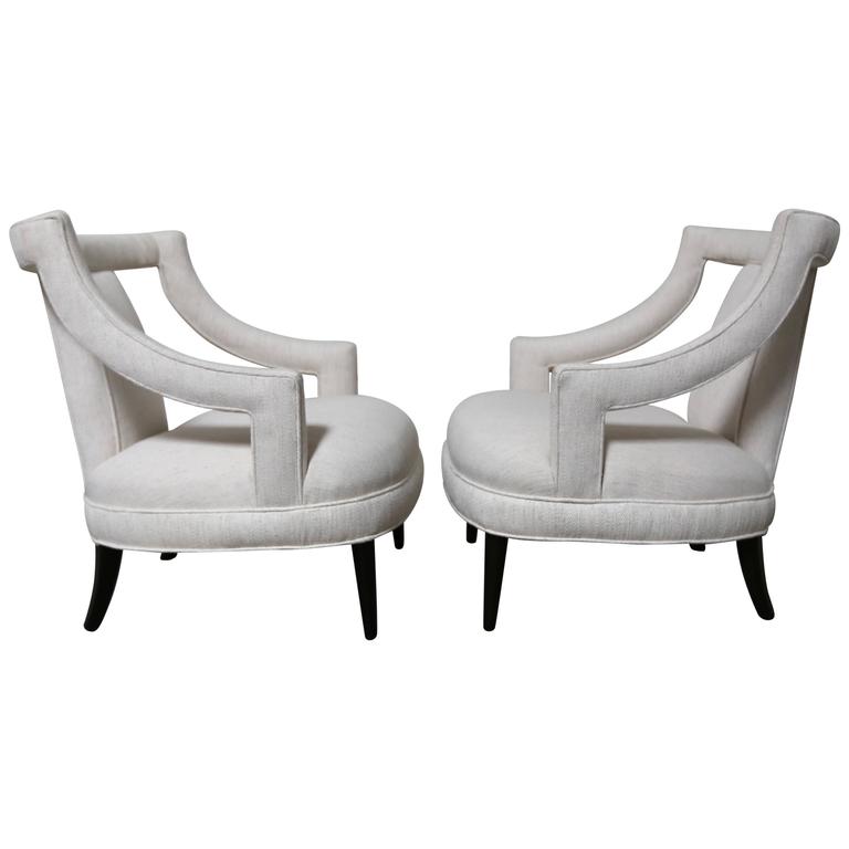 Classic Pair of Open Arm Lounge Chairs at 1stDibs