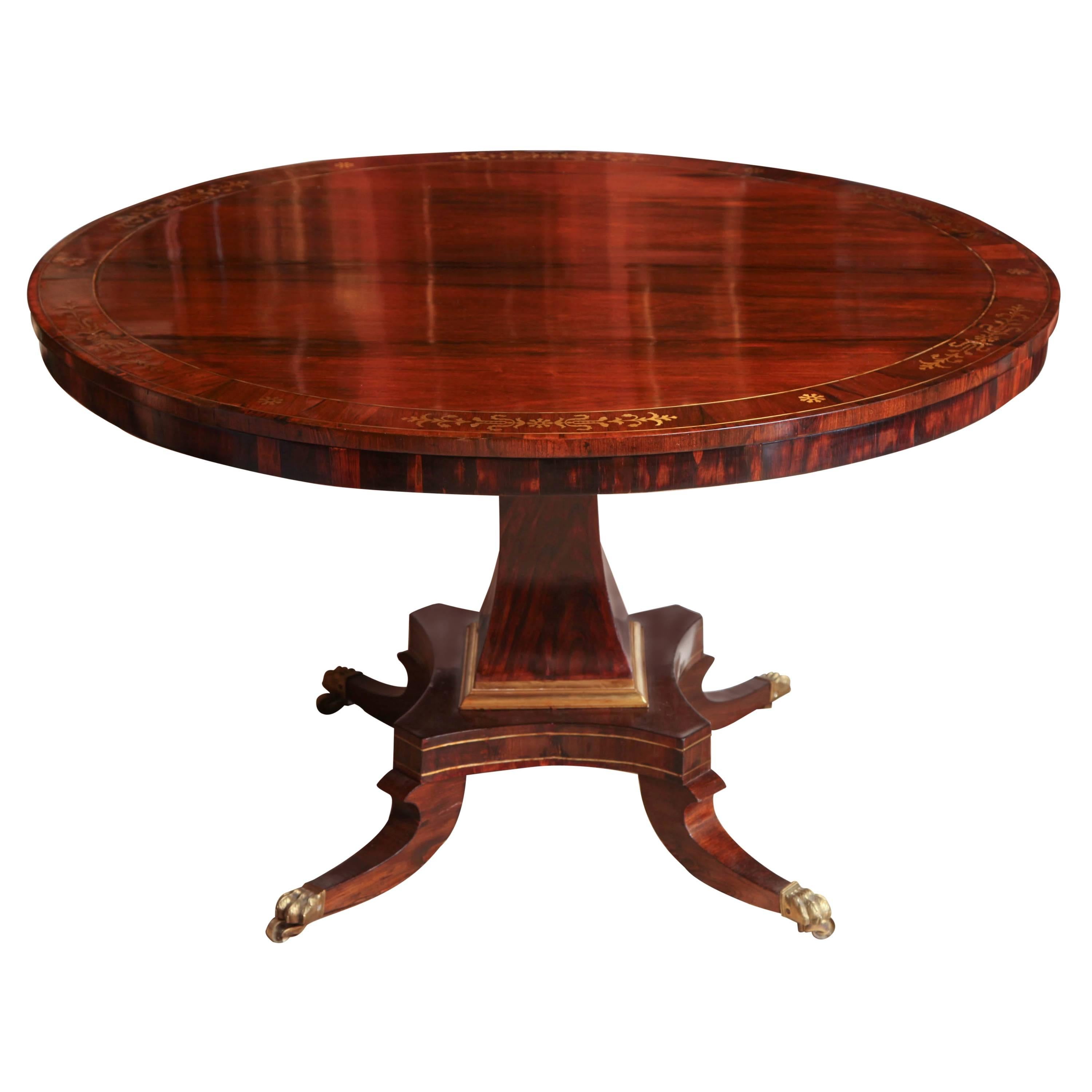 Rare Irish Regency Rosewood Center Table with Original Painted Slate Top at 1stDibs