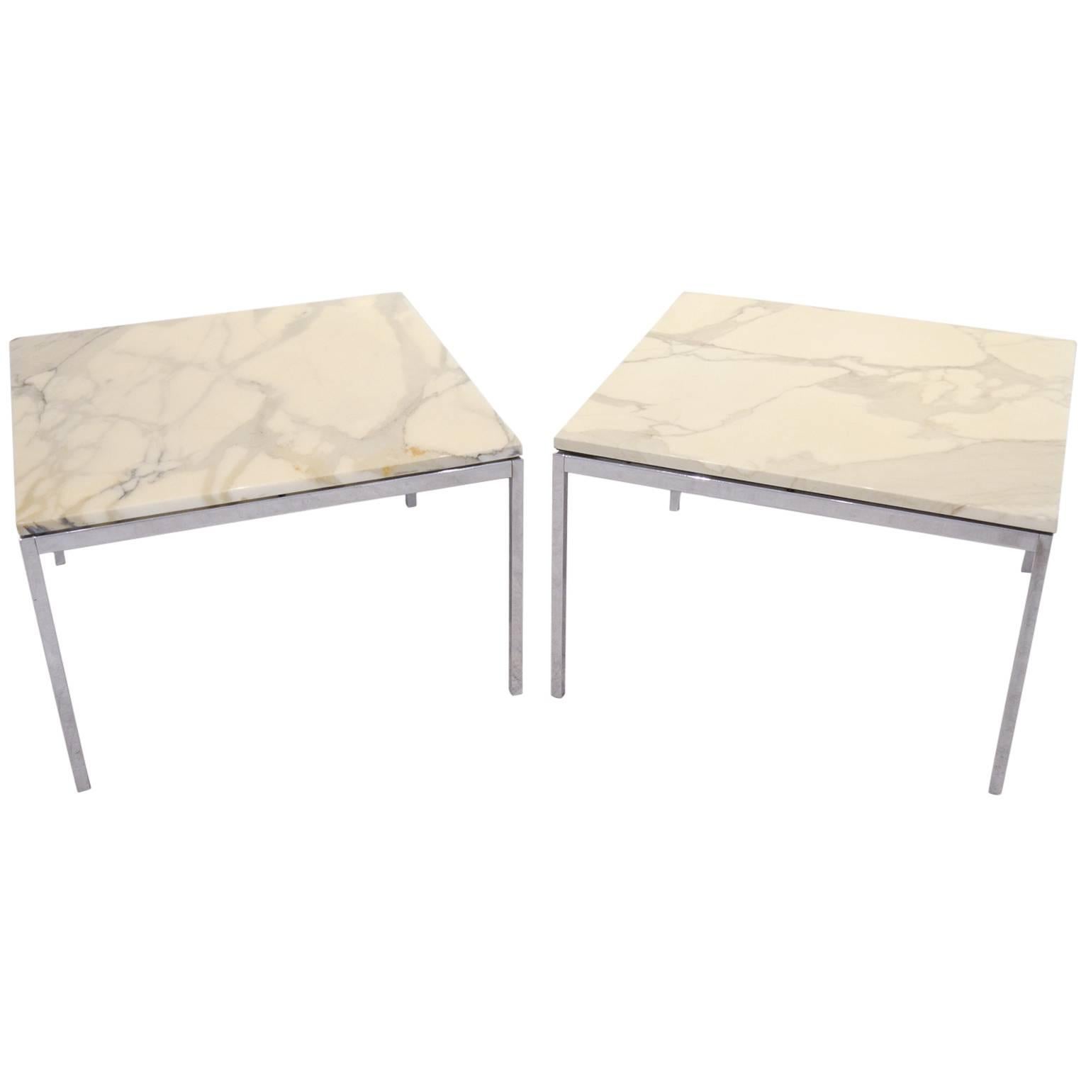 Pair of Florence Knoll Marble and Chrome Side or End Tables at 1stDibs