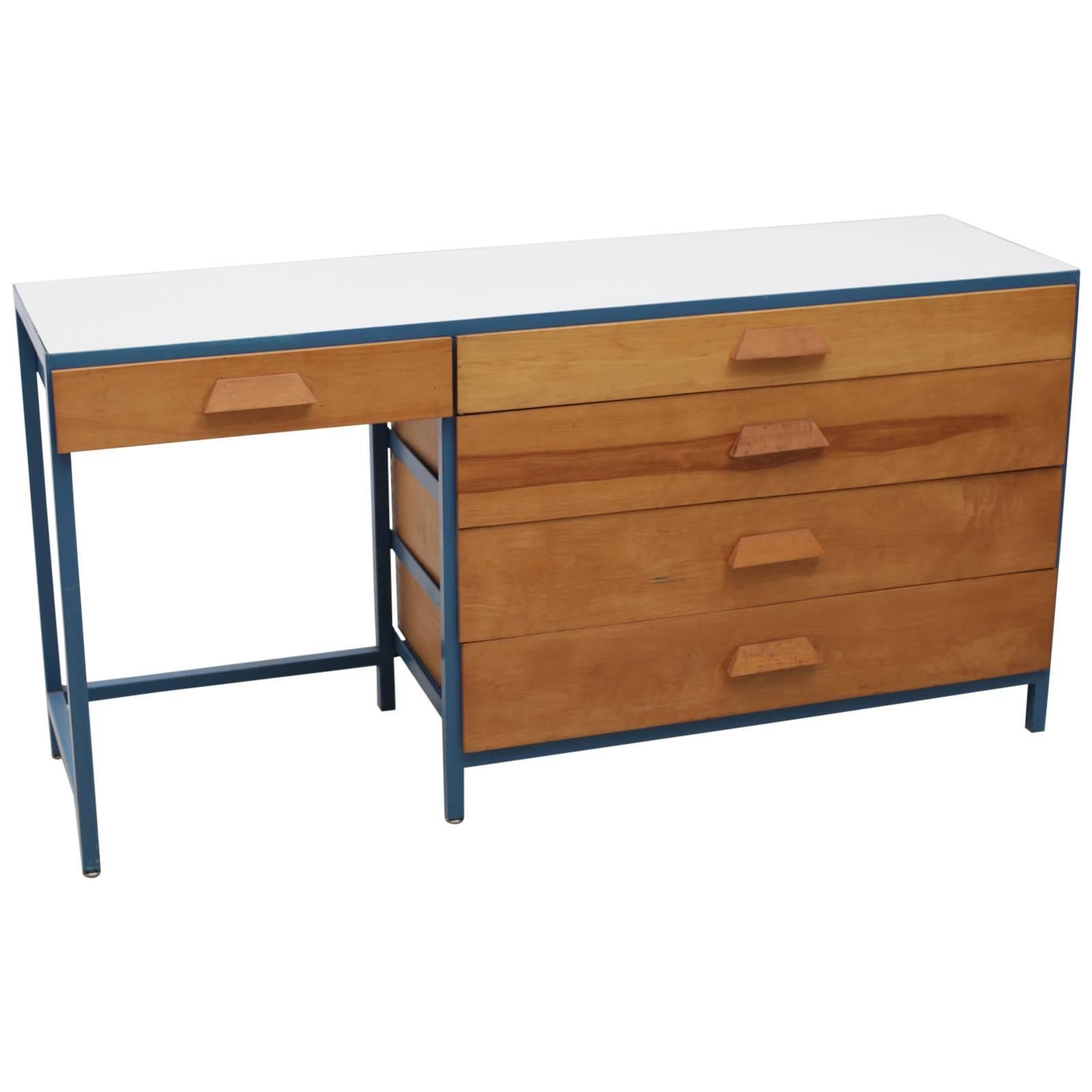 Rare Vista of California Steel Frame Desk or Vanity with Five Drawers ...