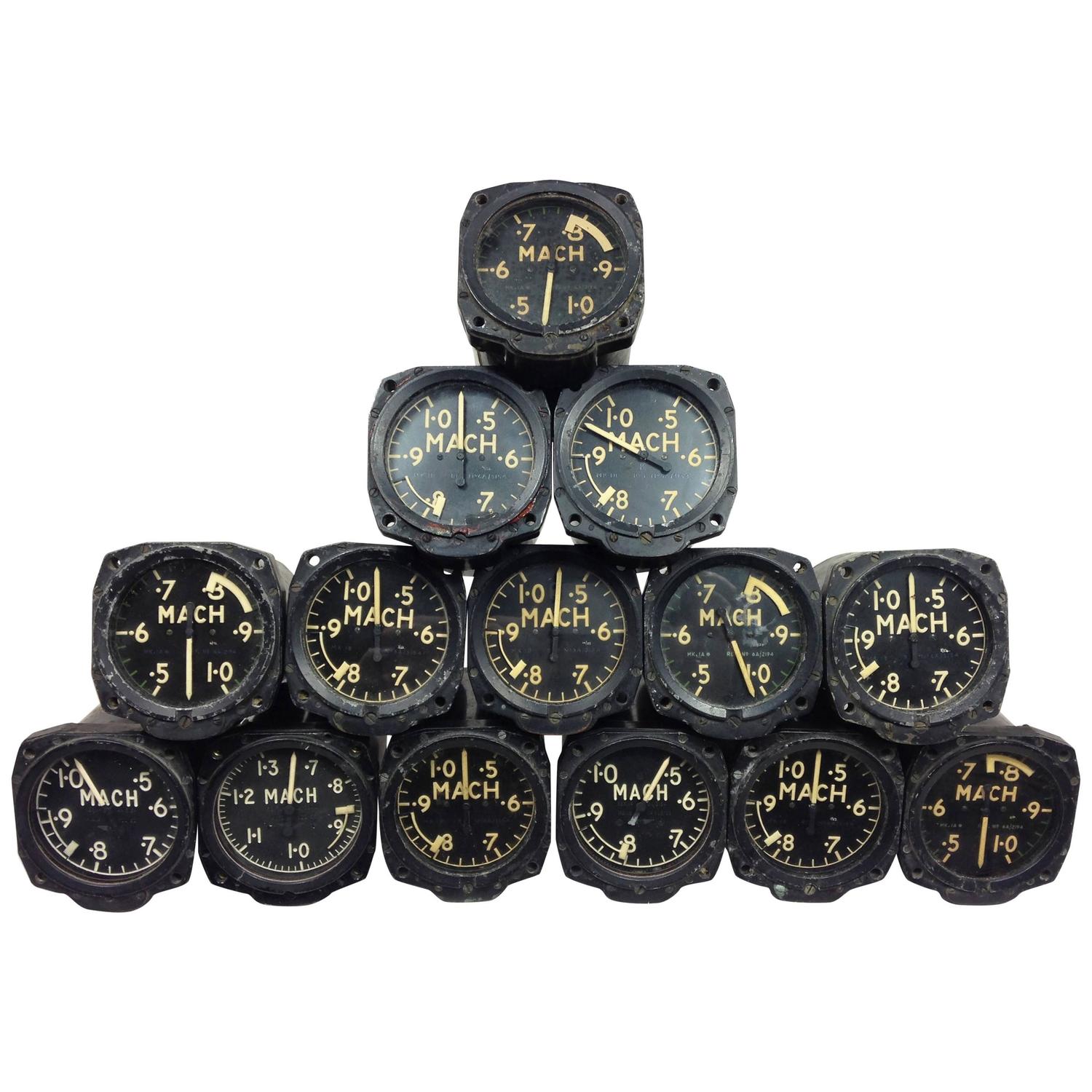 Iconic Machmeter Gauges from the Early Jet Age at 1stdibs