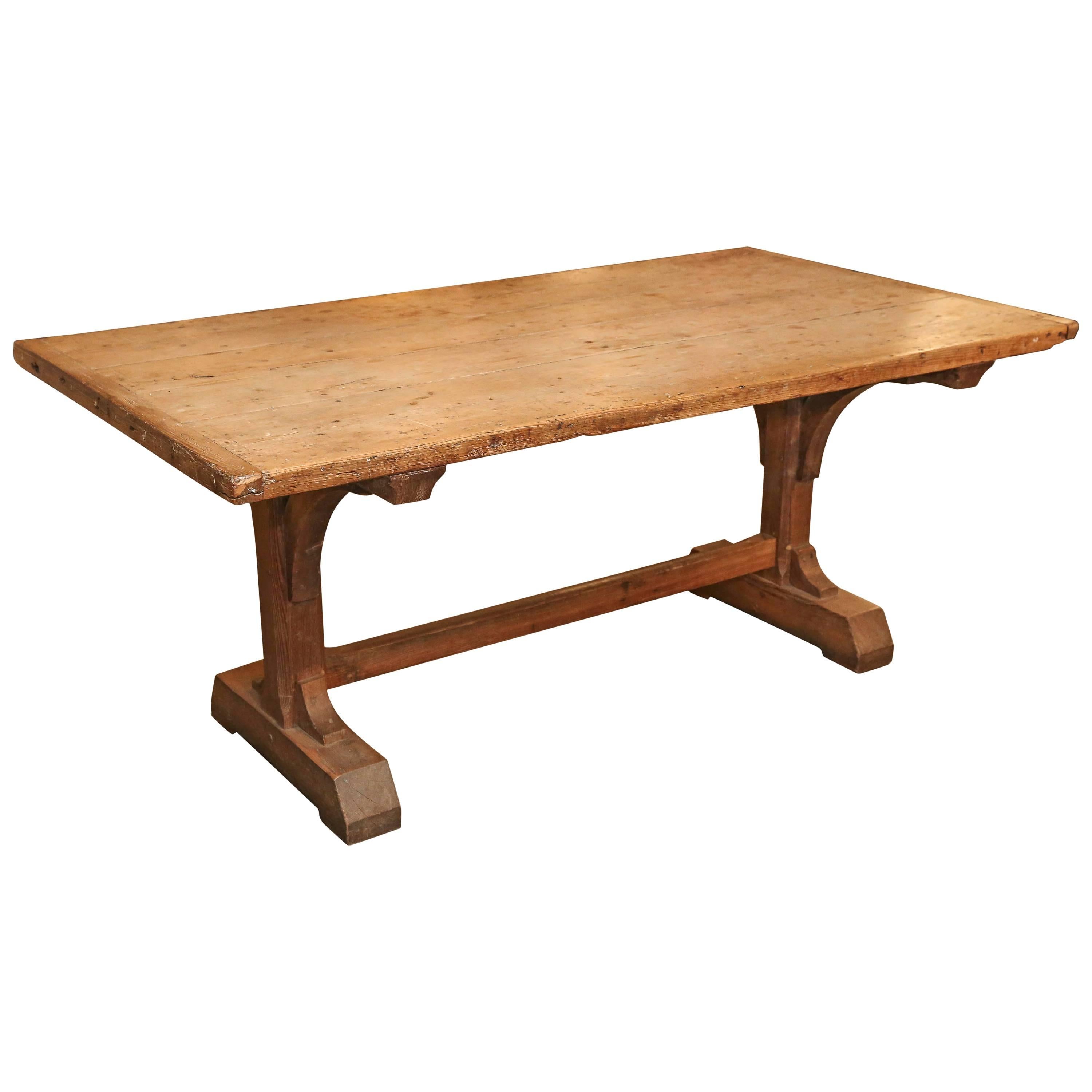 19th Century Trestle Table with Breadboard Ends at 1stDibs