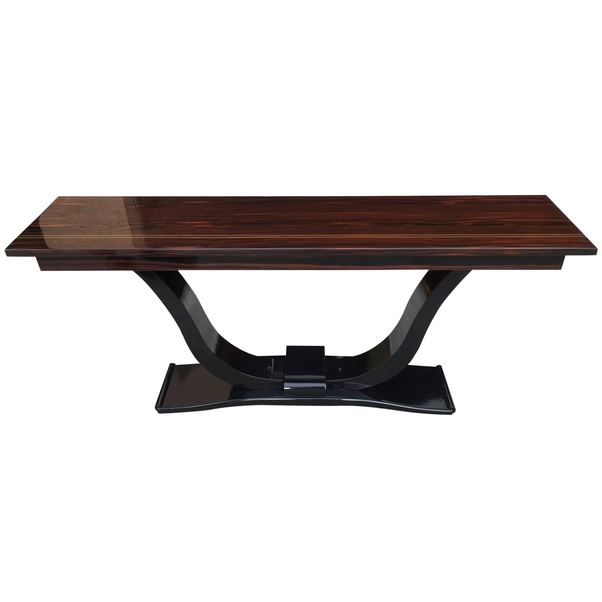 French Art Deco Exotic Macassar Ebony Console Table, circa 1940s at 1stDibs