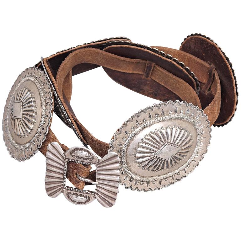 Antique Native American Second Phase Concho Belt, Navajo, Early 20th ...