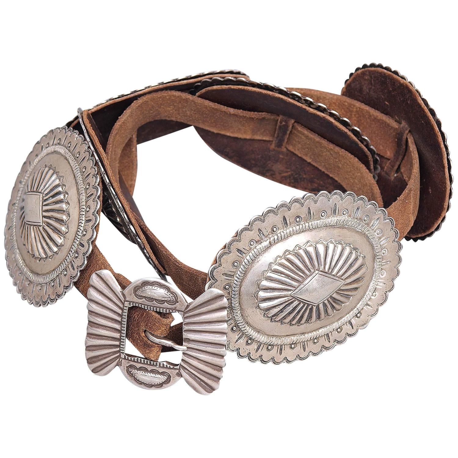 Antique Native American Second Phase Concho Belt, Navajo, Early 20th ...