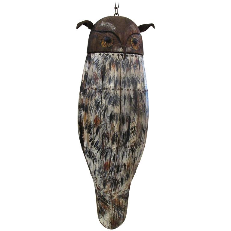 Hanging Carved and Painted Owl Decoy at 1stDibs | hanging owl decoy