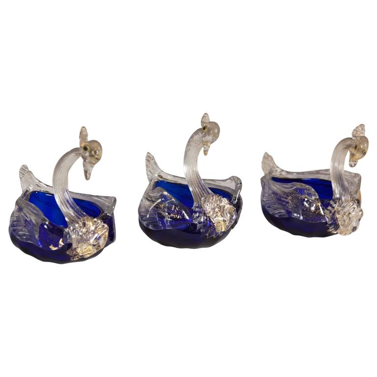 1960s Murano Glass Swans, Set of Three at 1stDibs