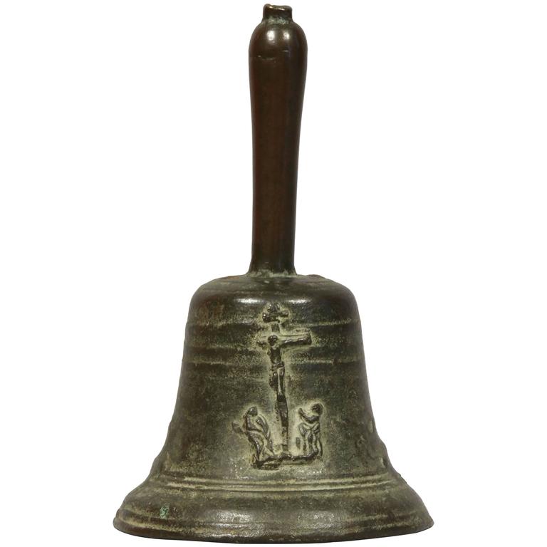 Renaissance Monastery Bronze Bell Representing the Crucifixion at 1stDibs