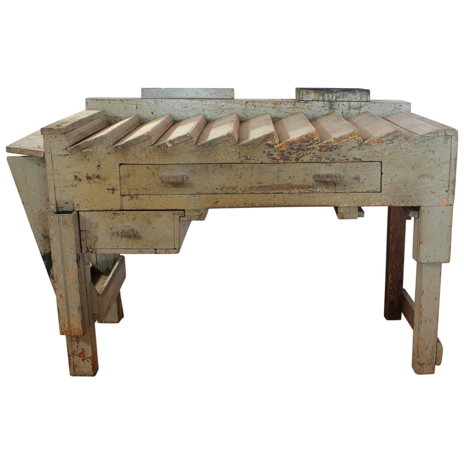 Unusual Antique Printer's Working Wood Table/Desk For Sale at 1stDibs