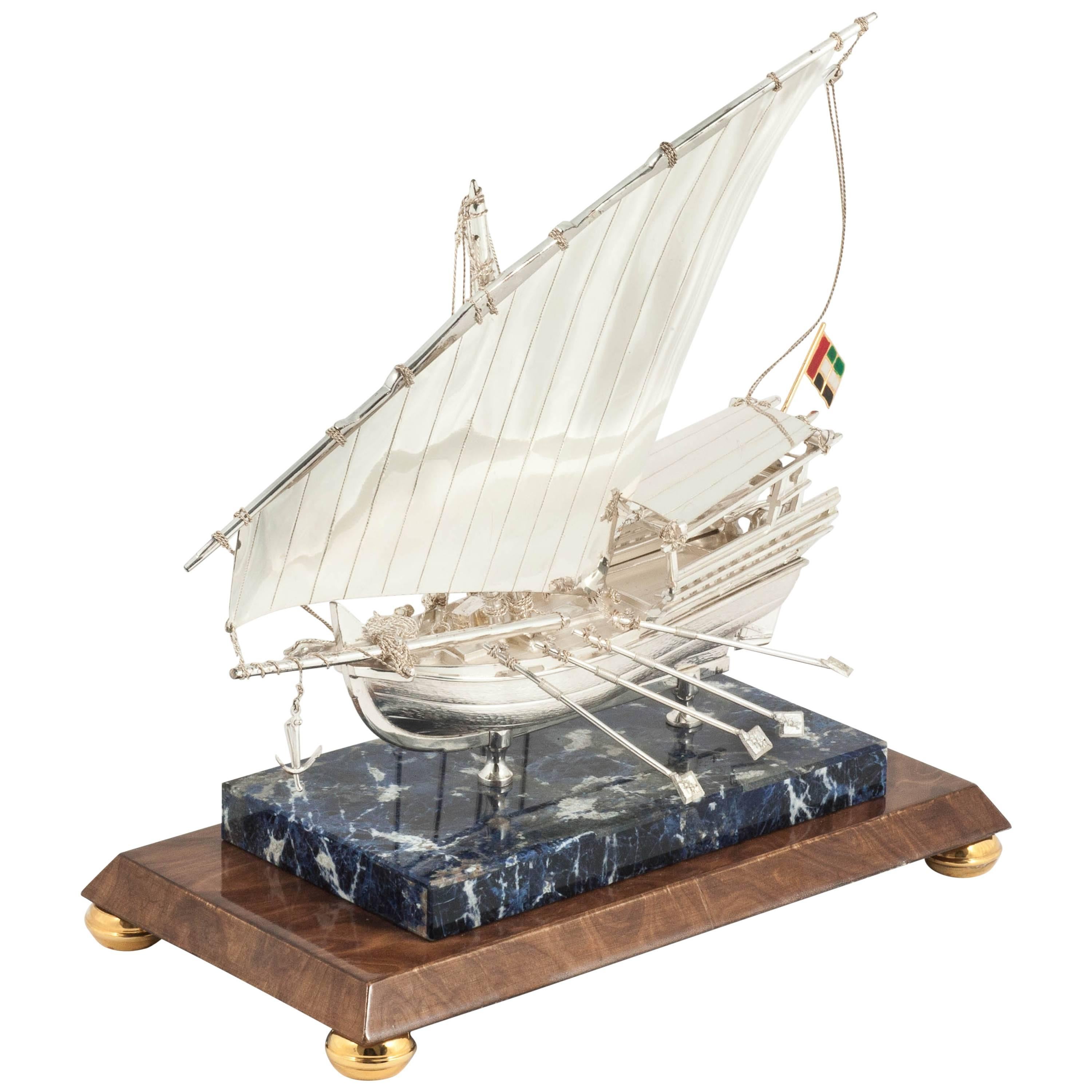 Sterling Silver Model of a Dhow at 1stDibs