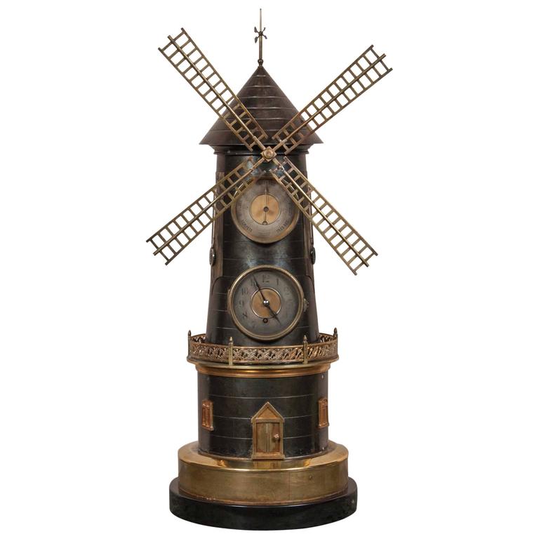 French Industrial Animated Windmill Clock For Sale at 1stdibs