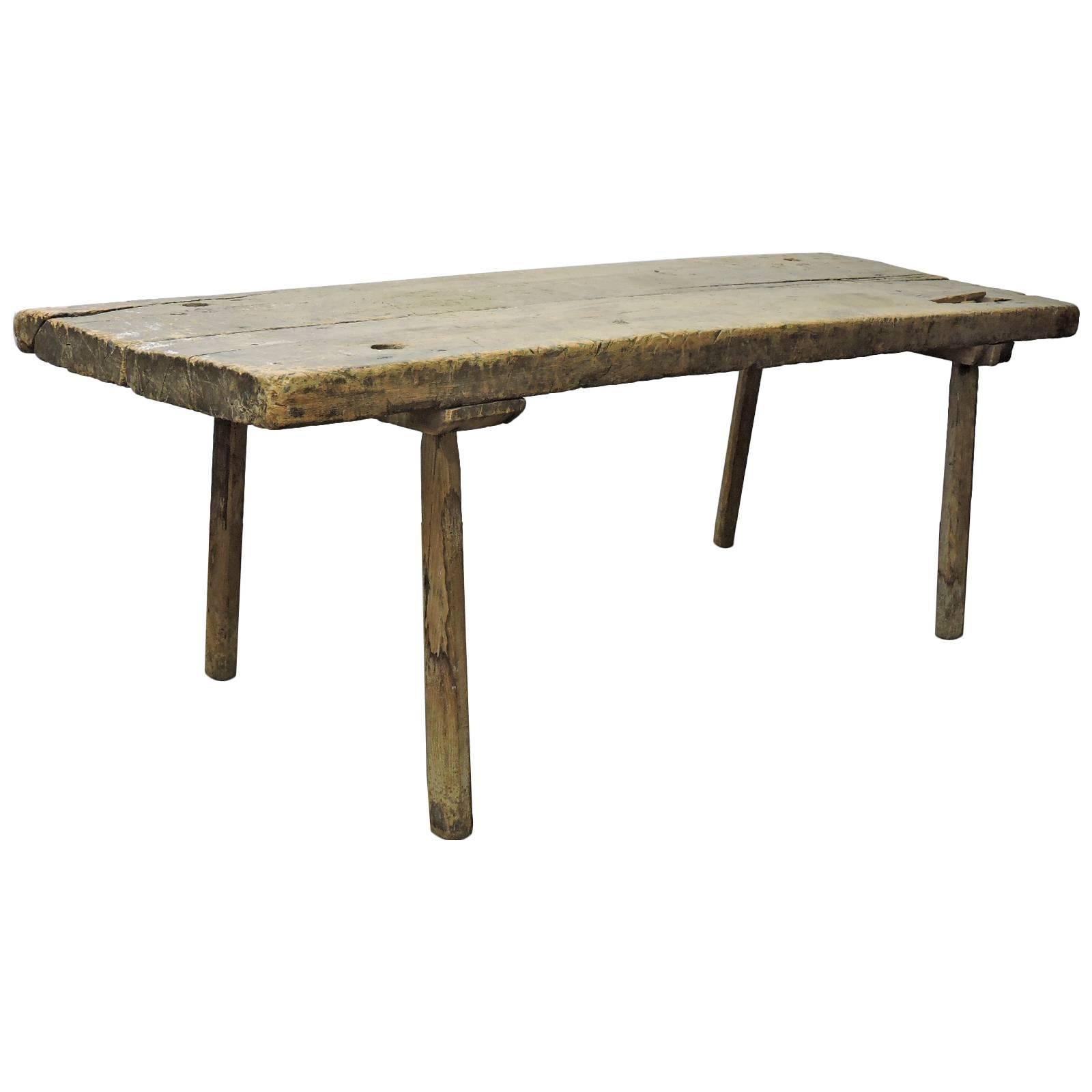 19th Century American Primitive Butchers Work Table Bench at 1stDibs