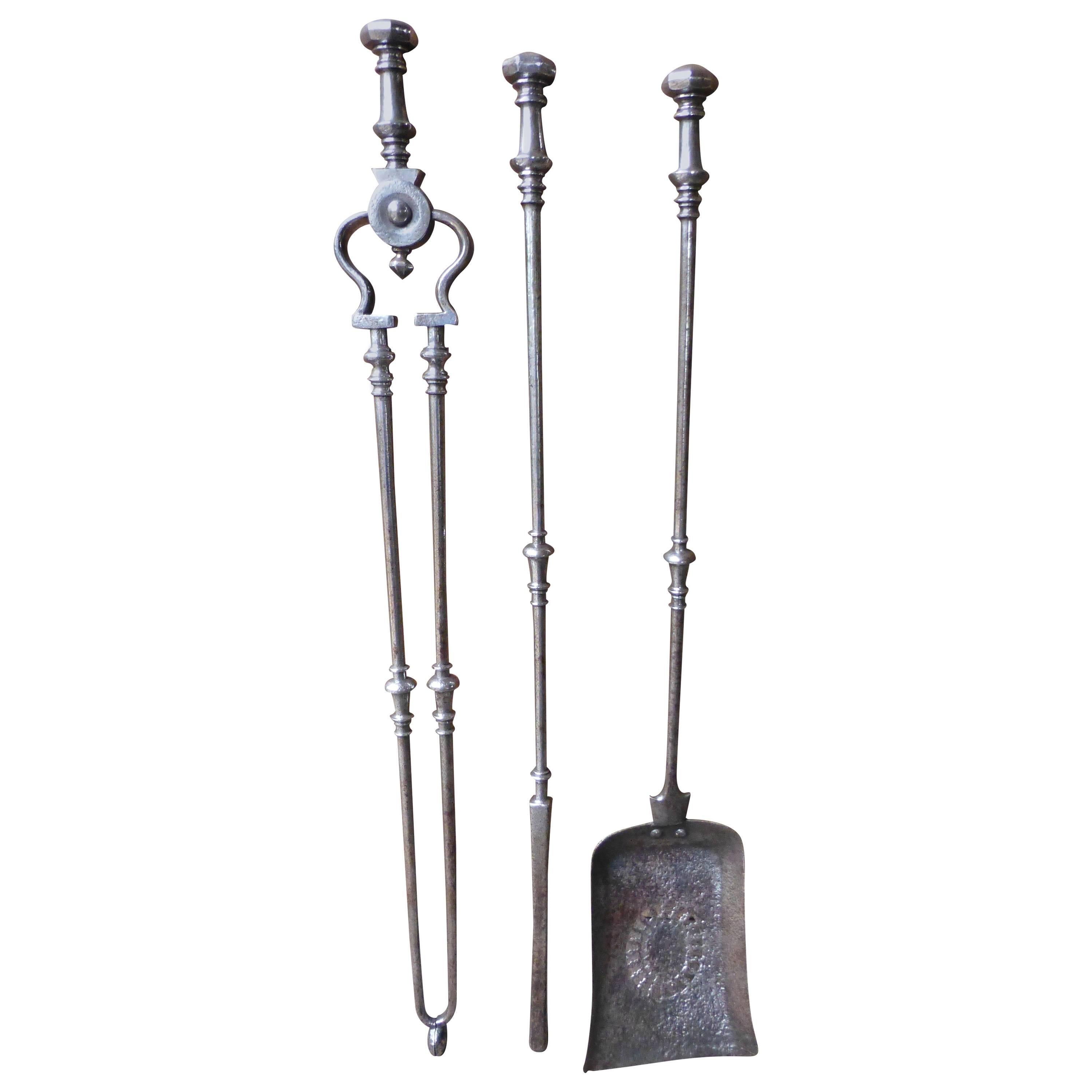 Impressive Polished Steel Fireplace Tool Set, Fire Tools For Sale at ...