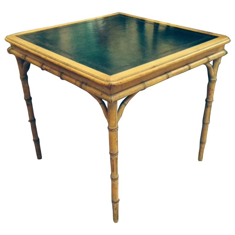 Very Chic Hollywood Regency Card Table and Four Chairs with Deep Green ...