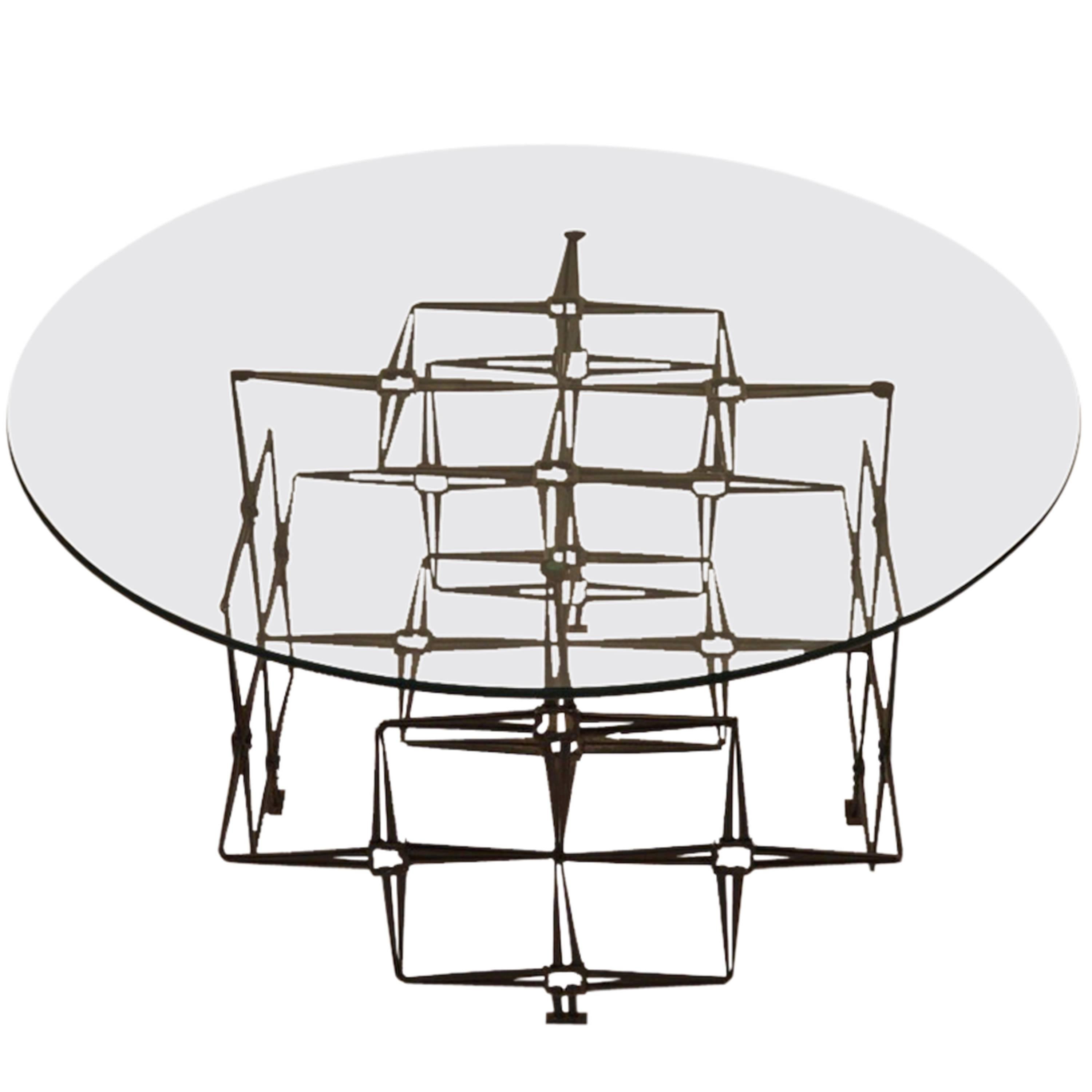 Welded Steel and Glass Coffee Table at 1stDibs