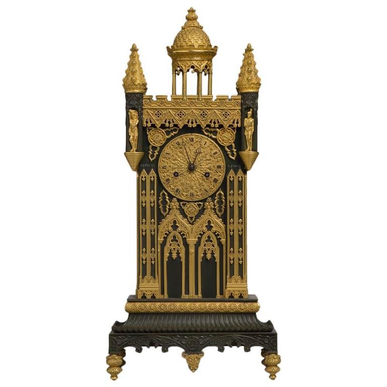 French 19th Century Bronze and Ormolu Gothic Cathedral Clock For Sale ...