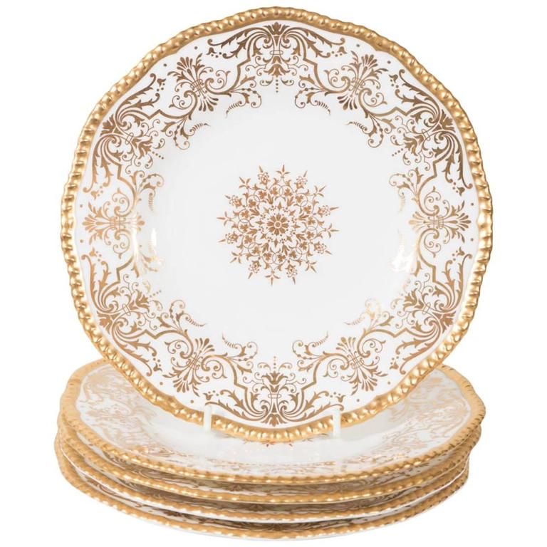 Set of a Dozen White and Gold Tiffany Dishes at 1stDibs