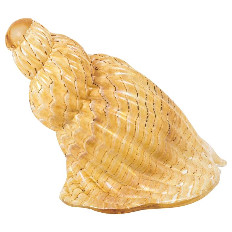 Large Murano Glass Conch Shell Sculpture with Brown Detail For Sale at ...