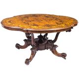 Antique Marquetry Basket Base Oval Loo Table, circa 1870 at 1stdibs