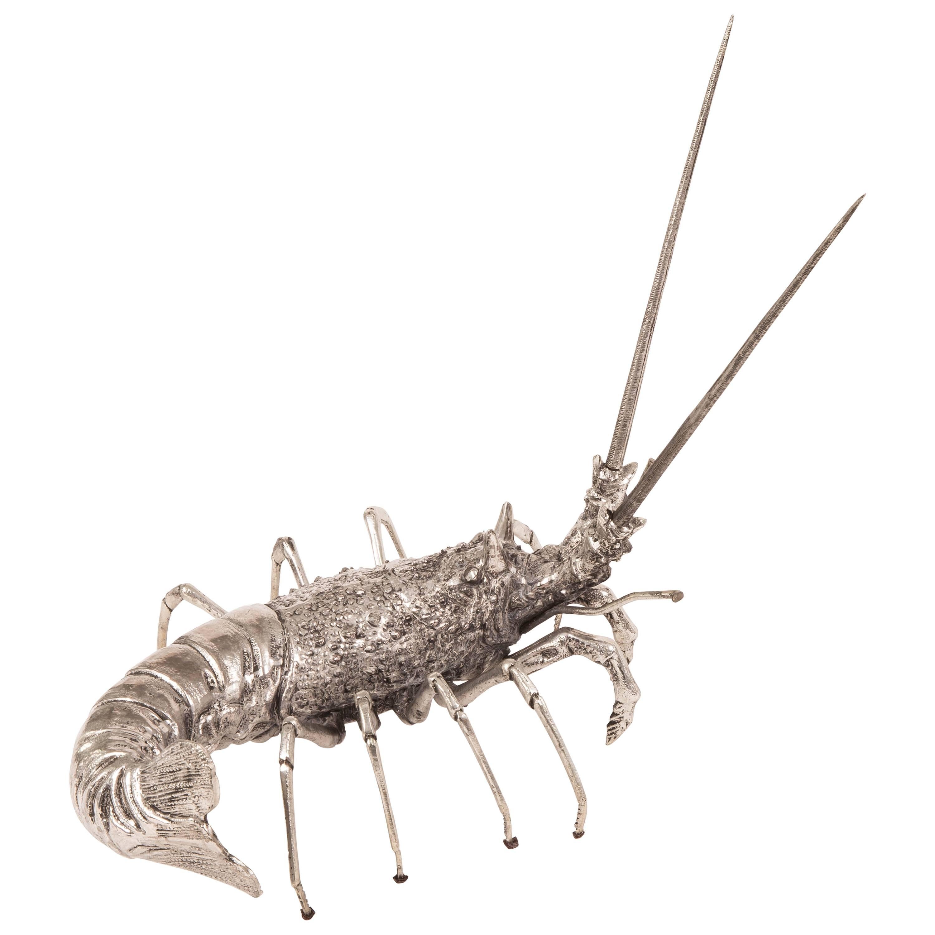Unique Detailed Metal Lobster Sculpture at 1stDibs
