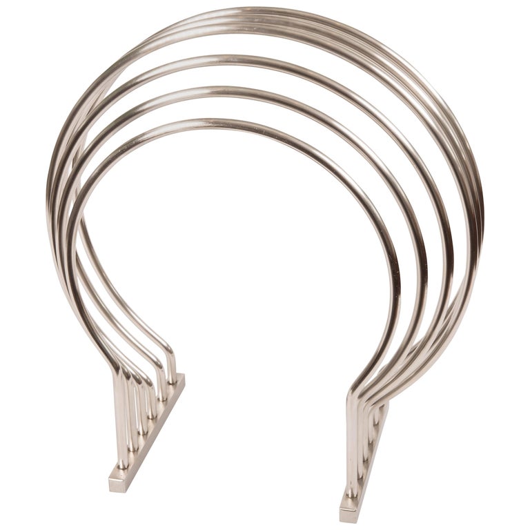 Nickel Circular Compact Magazine Holder For Sale at 1stDibs