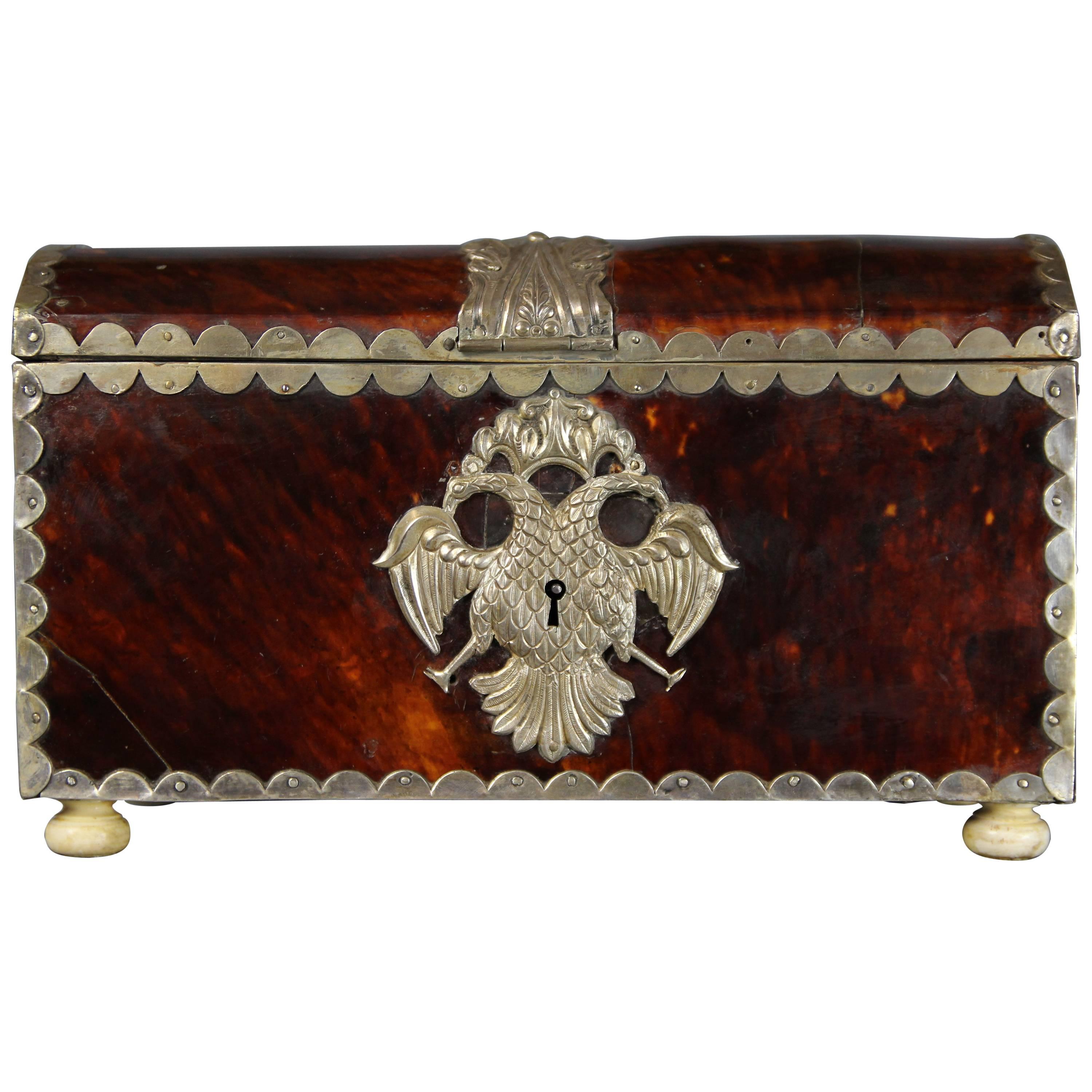 Indo-Portuguese 17th Century Tortoise Shell Veneer Coffer For Sale at ...