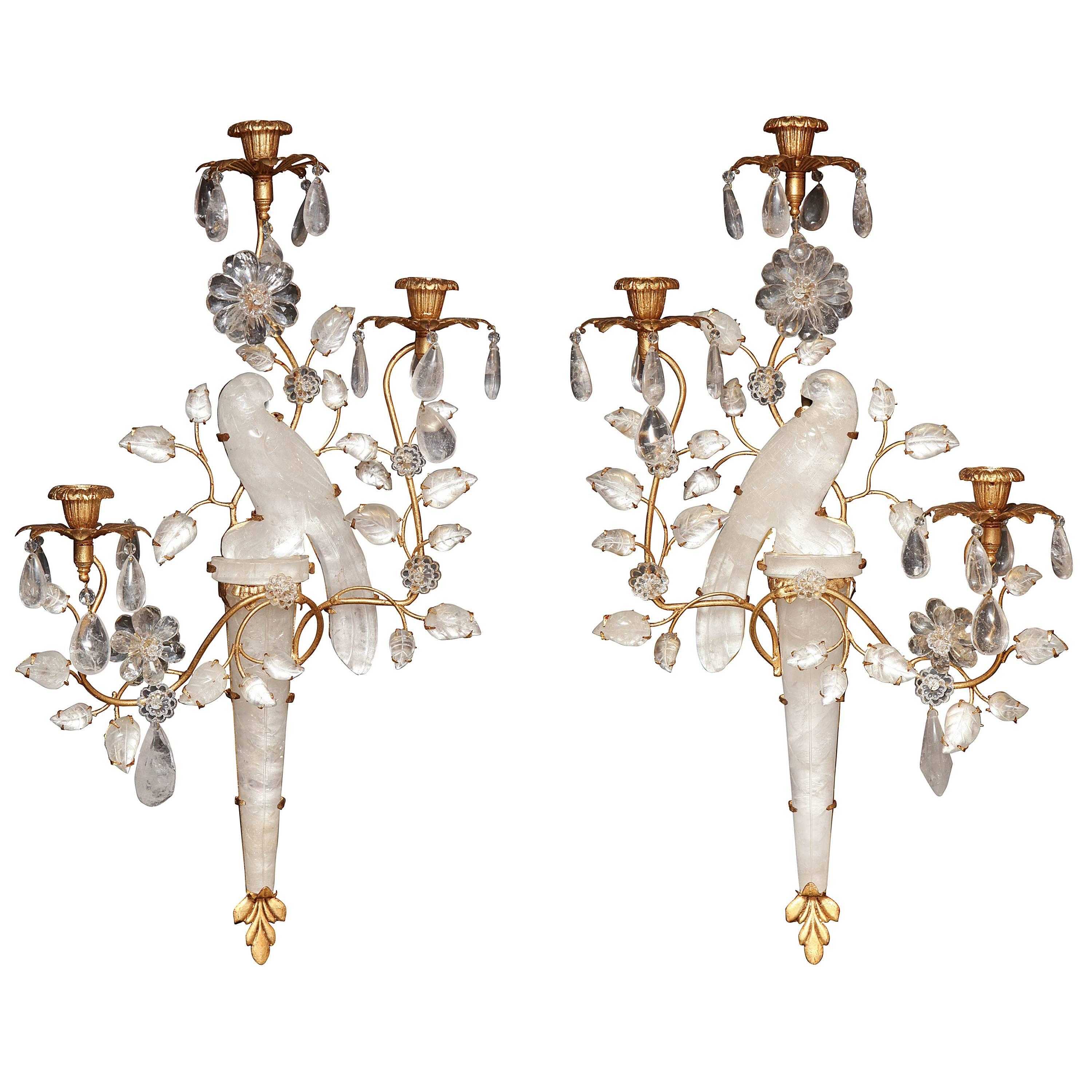 Pair of Bagues Style Parrot Sconces at 1stDibs