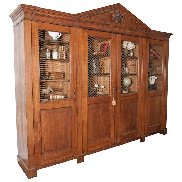 Large Antique Oak Library Bookcase in Neoclassical Style For Sale at ...