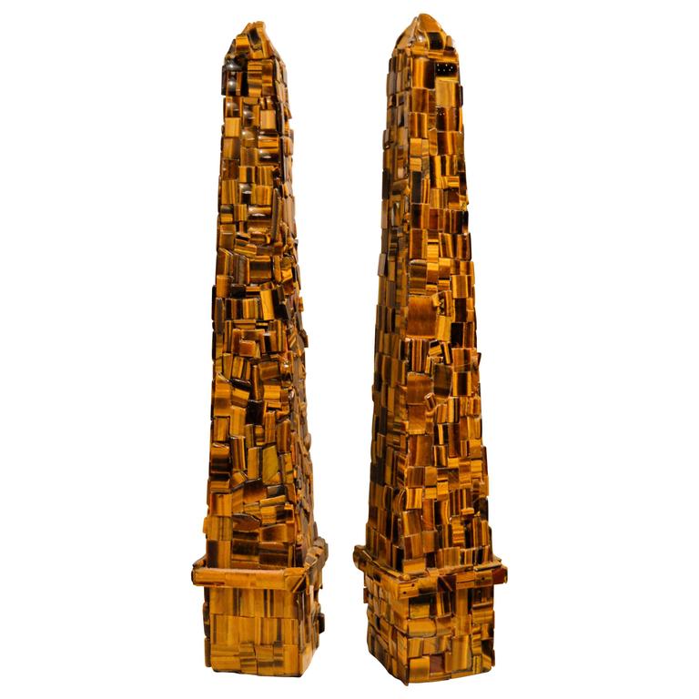 Pair of Tigers Eye Obelisks by Ado Chale at 1stDibs
