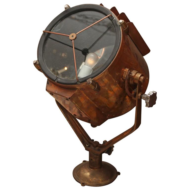 Nautical Bronze and Brass Ship Spot Light with Adjustable Base For Sale ...