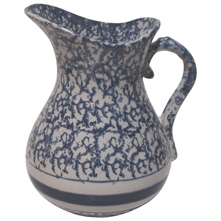 Monumental 19th Century Spongeware Pitcher at 1stDibs