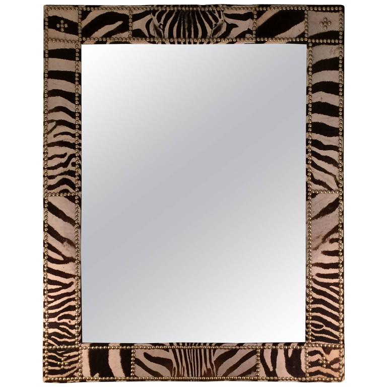 Glamorous Real Zebra Hide Mirror at 1stDibs