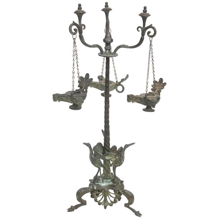 Pompeii Style Bronze Tripod Oil Candelabrum, Italy 19th century at ...