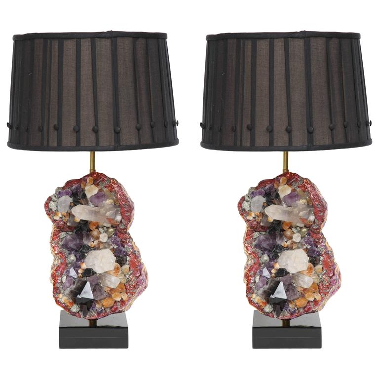 Pair of Geode and Quartz Specimen Lamps at 1stDibs