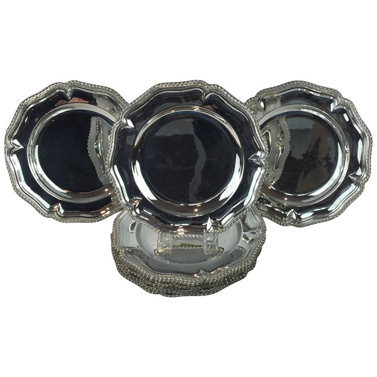 Set of 12 Sheffield Plate Service Plates at 1stDibs