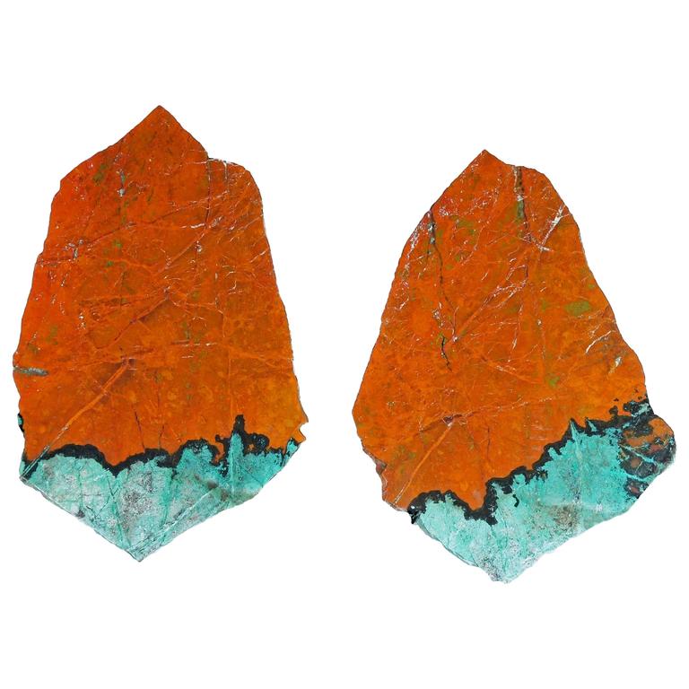 Cuprite, Tenorite and Chrysocolla, Pair of Polished Cut Slices For Sale ...