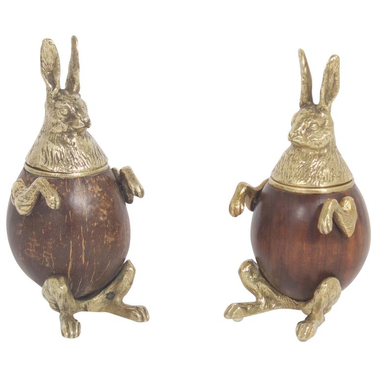 Pair of Arthur Court Rabbit Trinket Boxes at 1stDibs