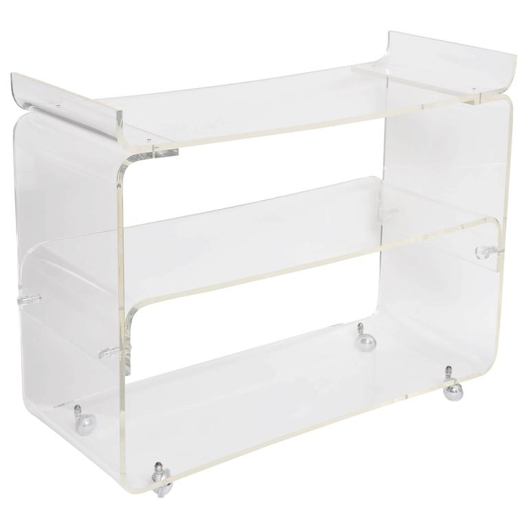 Lucite Bar cart Mid-Century Large Minimalist Streamlined Accommodates a ...