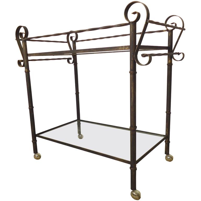 Vintage Iron Bar Cart For Sale at 1stDibs