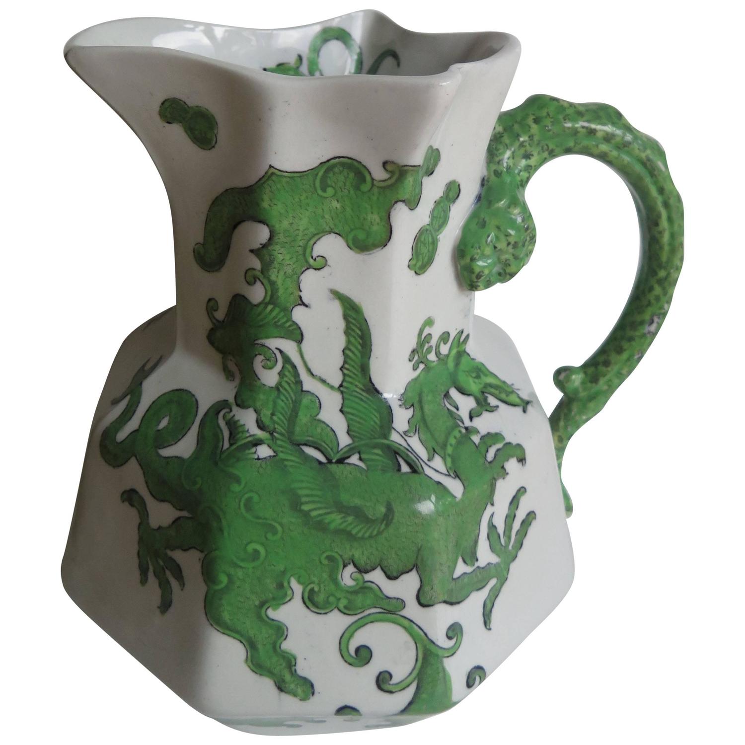 Large, Mason's Ironstone Jug or Pitcher, "Chinese Dragon" Pattern ...