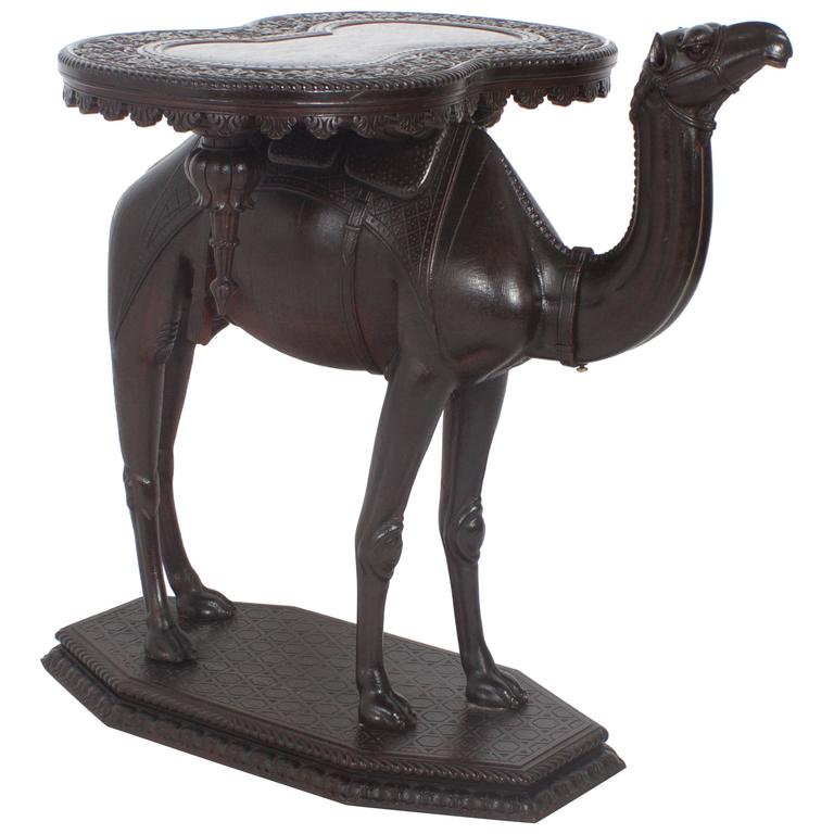 Anglo-Indian Carved Camel Table with Detachable Tray at 1stDibs