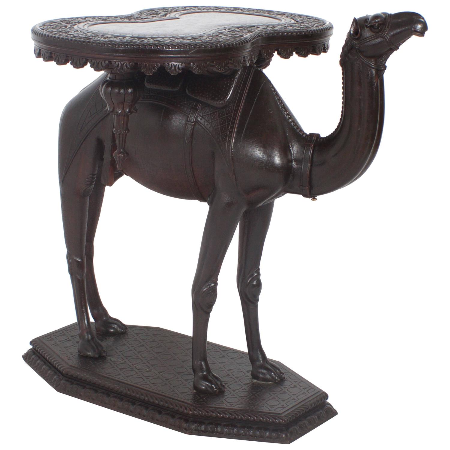 Anglo-Indian Carved Camel Table with Detachable Tray at 1stdibs