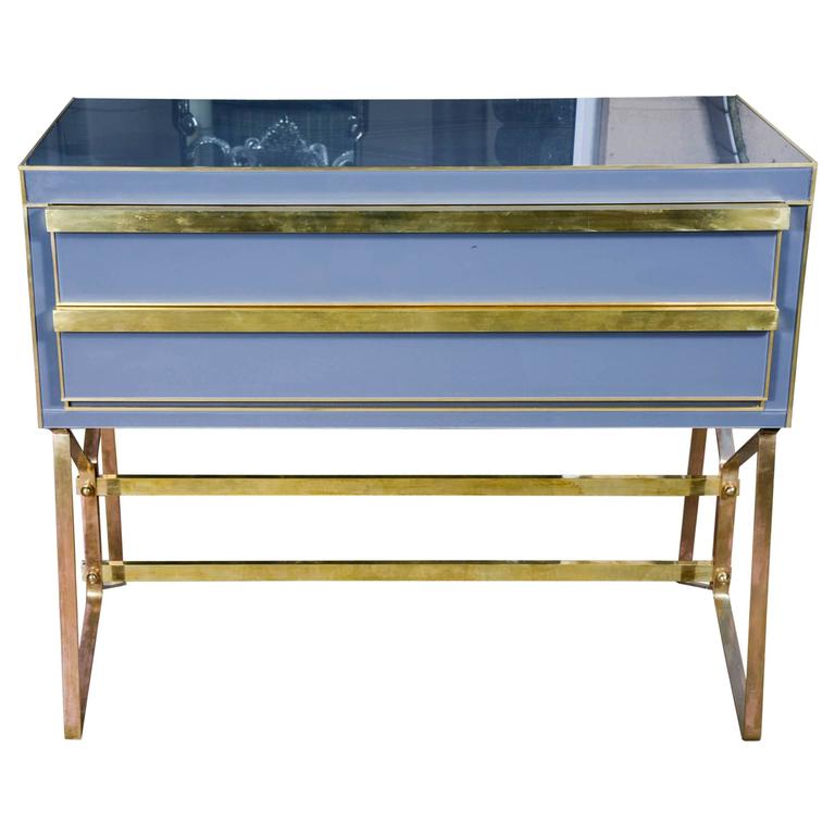 Commode in Tinted Glass with Two Drawers at 1stDibs
