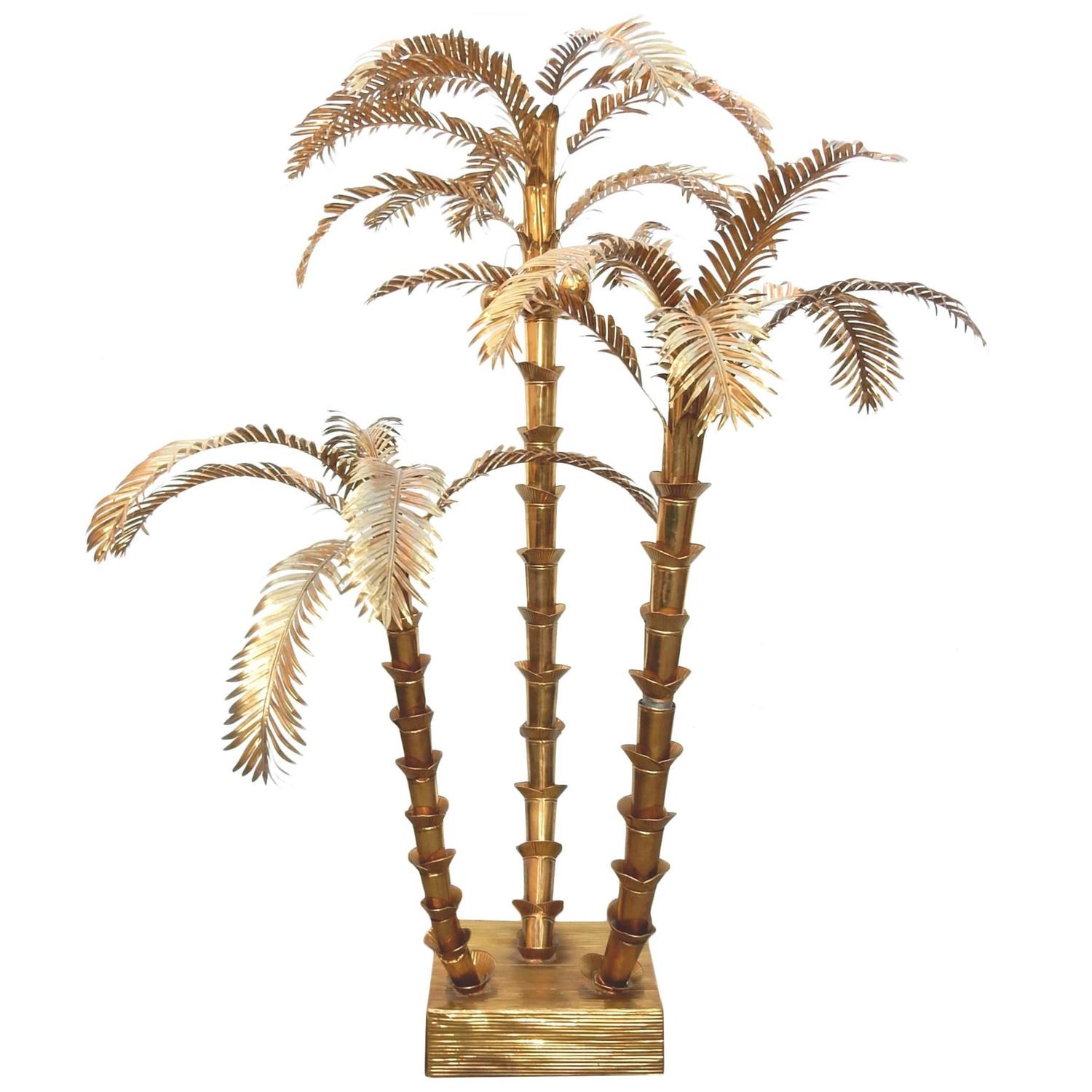1970s French Brass Palm Tree Grove Floor Sculpture at 1stdibs