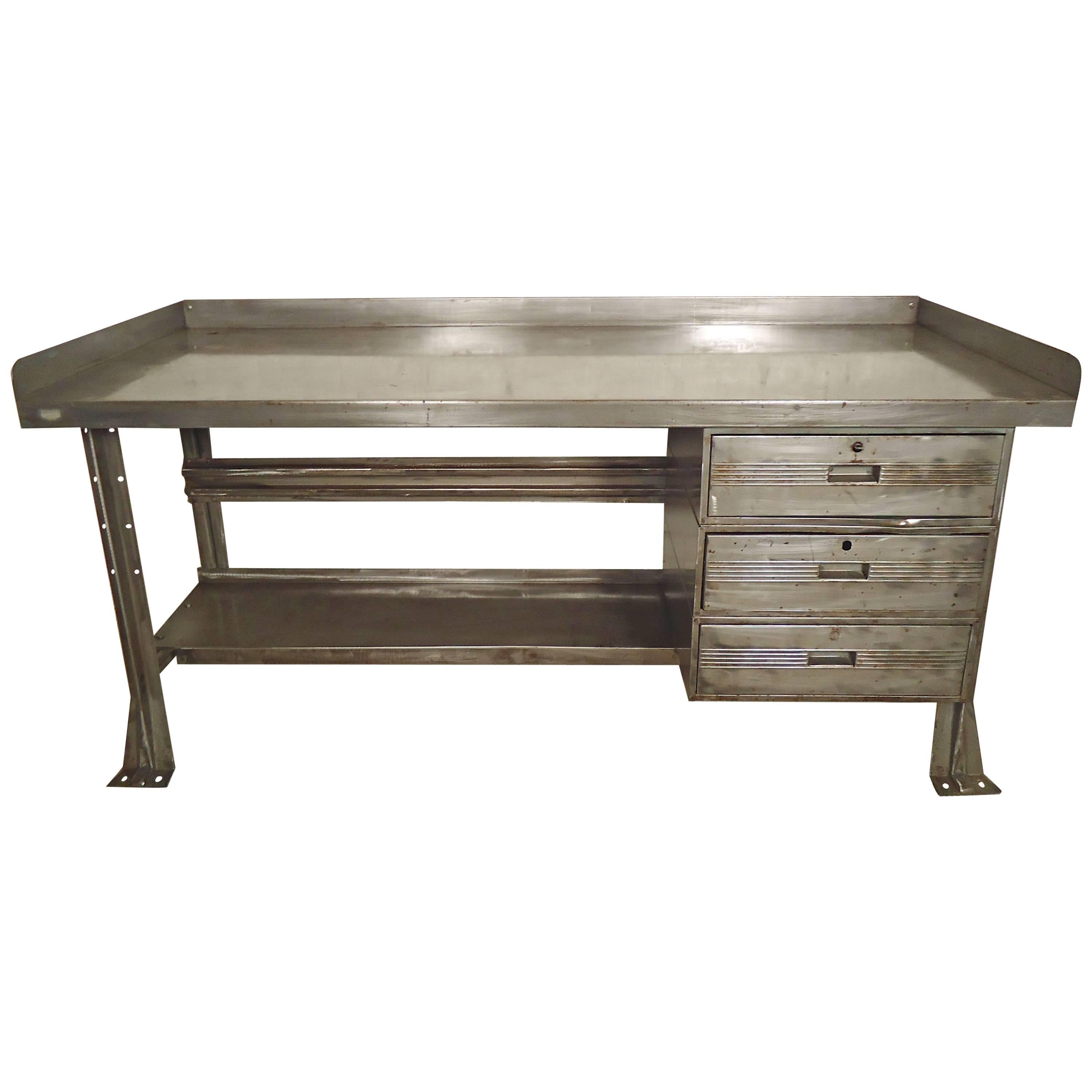 Industrial Metal Workbench or Desk at 1stDibs