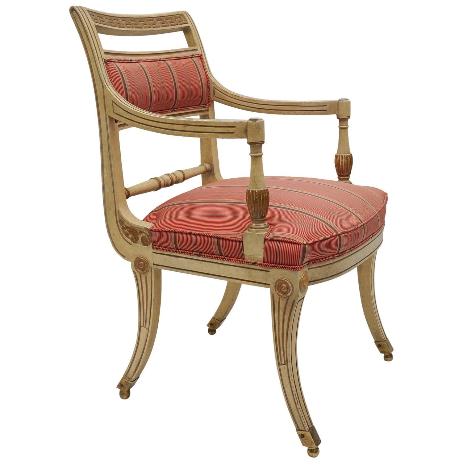 Hollywood Regency Glam Klismos Greek Key Chair For Sale at 1stdibs